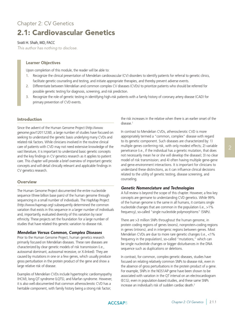 2.1 Cardiovascular Genetics | PDF | Diseases And Disorders | Medical ...