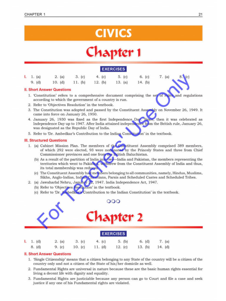Class 9 Icse History Civics - Chapter 2 and 3 Teachers Handbook | PDF
