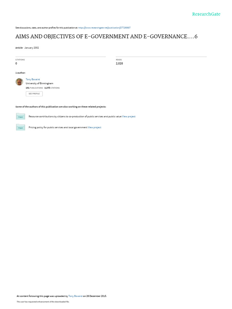 Aims and Objectives of E-Government and E-Governan | PDF | E Government ...