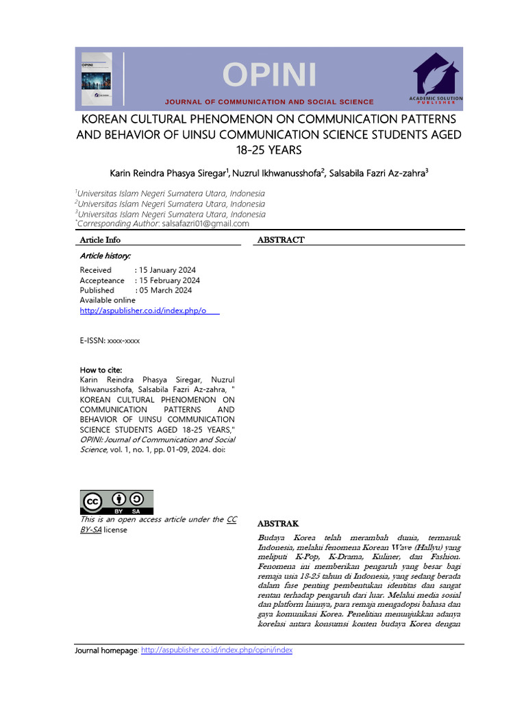 Korean Culture's Impact on UINSU Students | PDF | Communication ...
