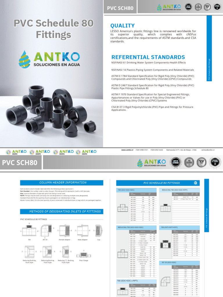 PVC Schedule 80 Fittings Overview | PDF | Polyvinyl Chloride | Pipe ...