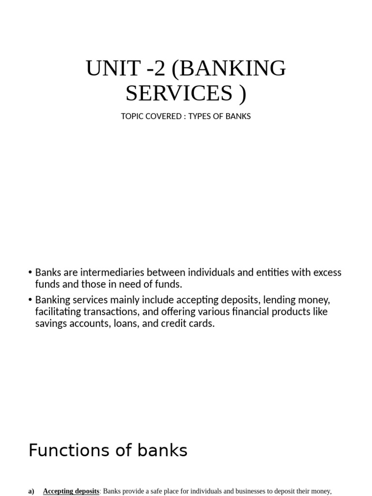 Unit - 2 (Banking Services) | PDF | Reserve Bank Of India | Banks