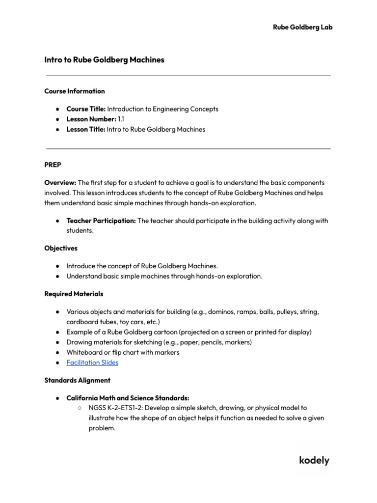 Rube Goldberg Machine Introduction Lab | PDF | Machines