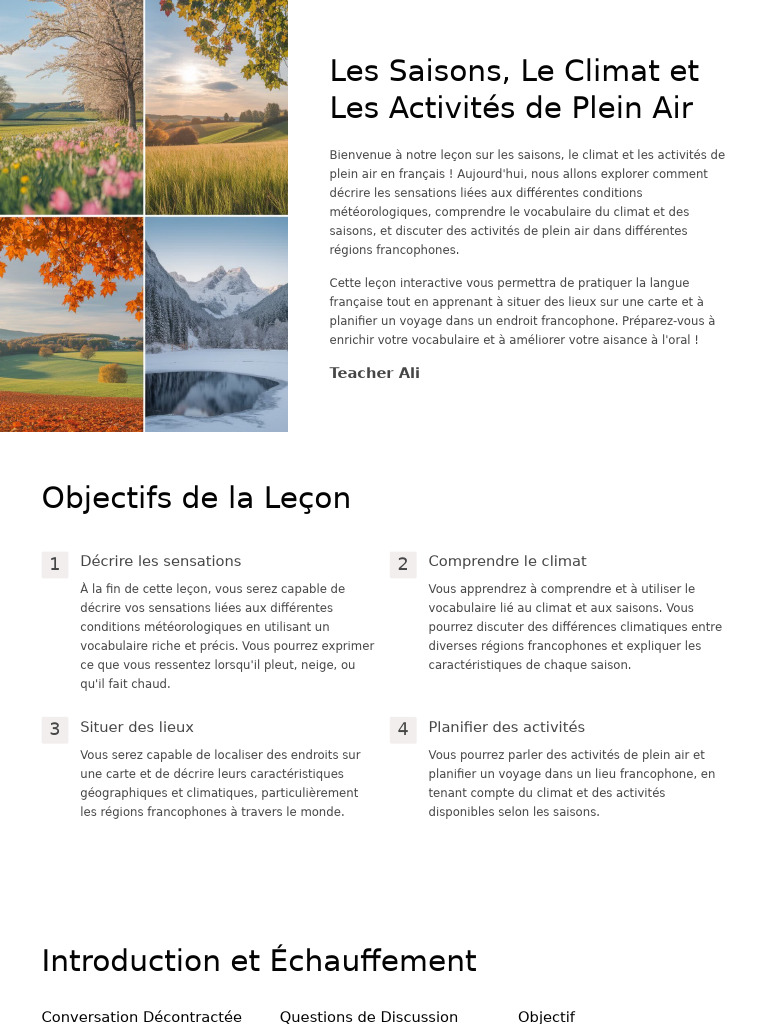 Les Saisons Le Climat Et Les Activites de Plein Air | PDF | Climat | Neige