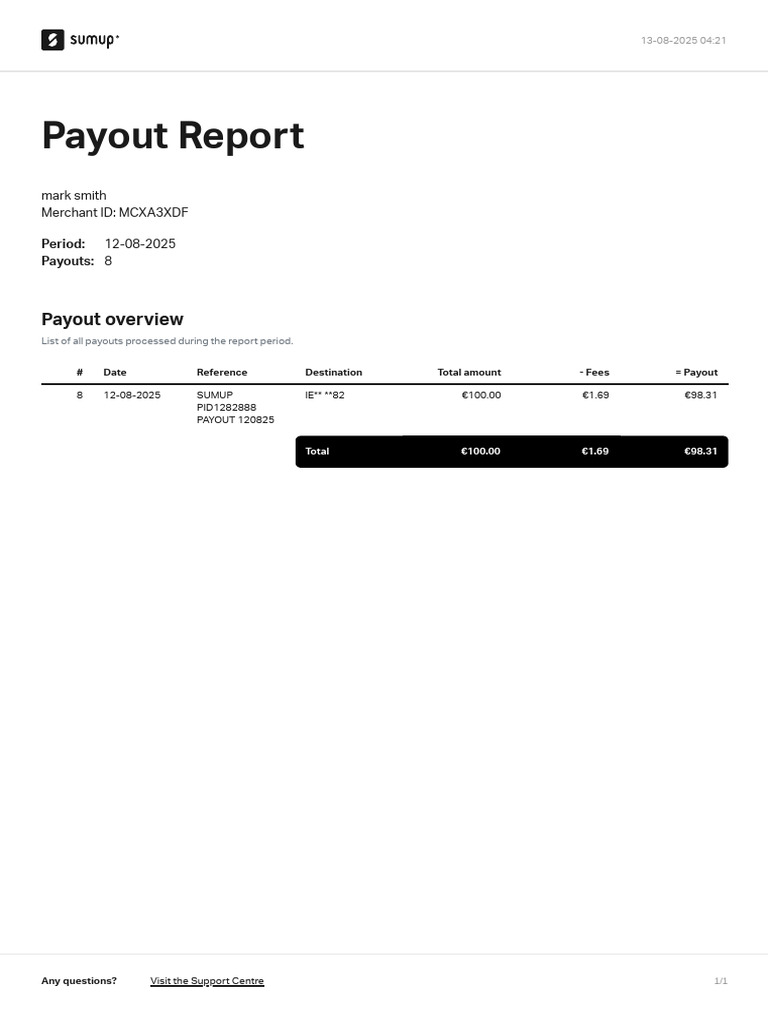 MCXA3XDF Daily Payout Report | PDF