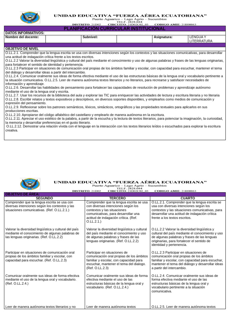 Formato Del Pci Lengua y Literatura | PDF | Comunicación | Palabra
