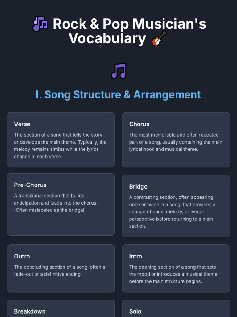 Musician's Vocabulary Guide | PDF | Song Structure | Chord (Music)