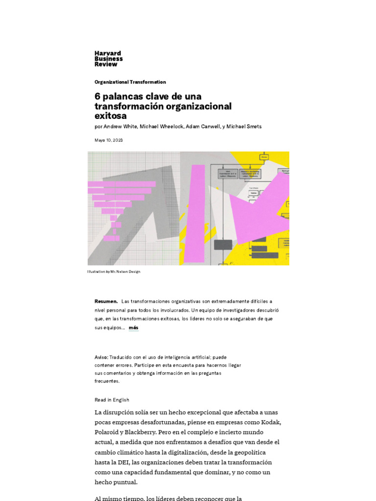 6 Key Levers of A Successful Organizational Transformation - 6 Llaves para Una Transformacion ...