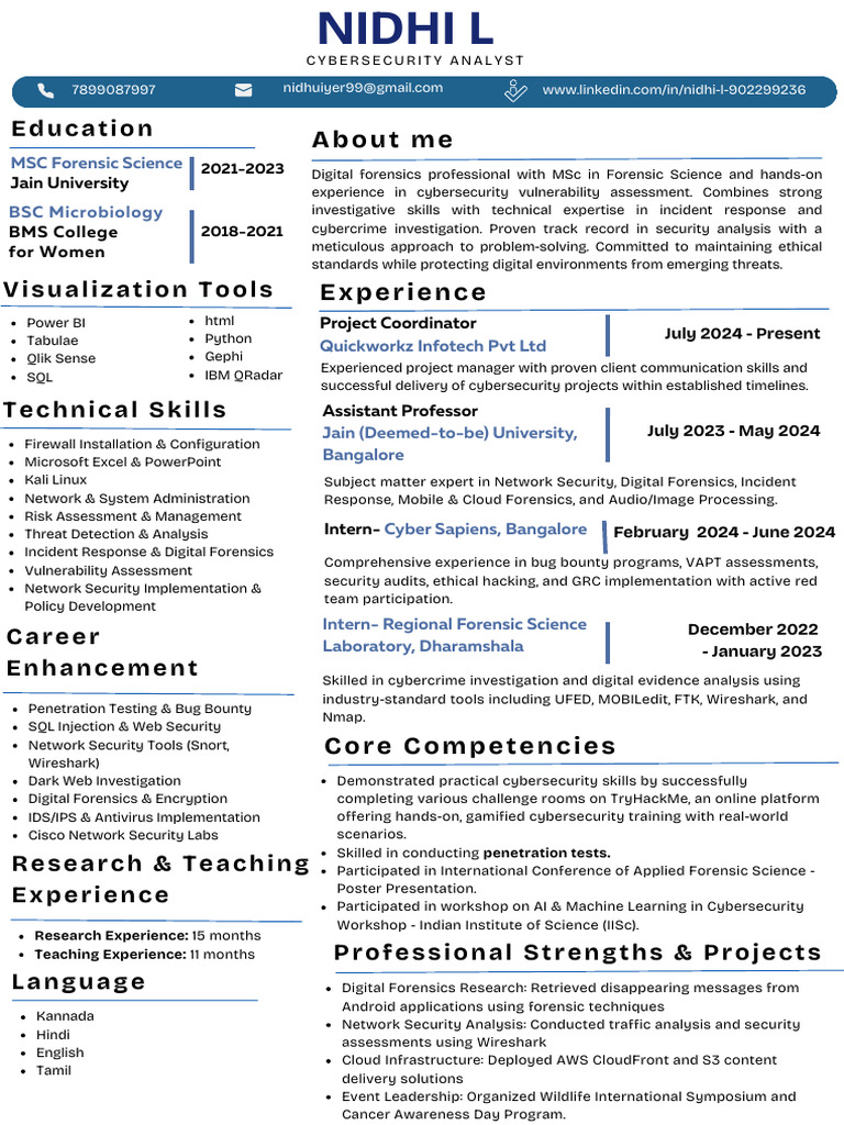Nidhi - CV - 20250629 - 134952 - 0000 | PDF | Security | Computer Security