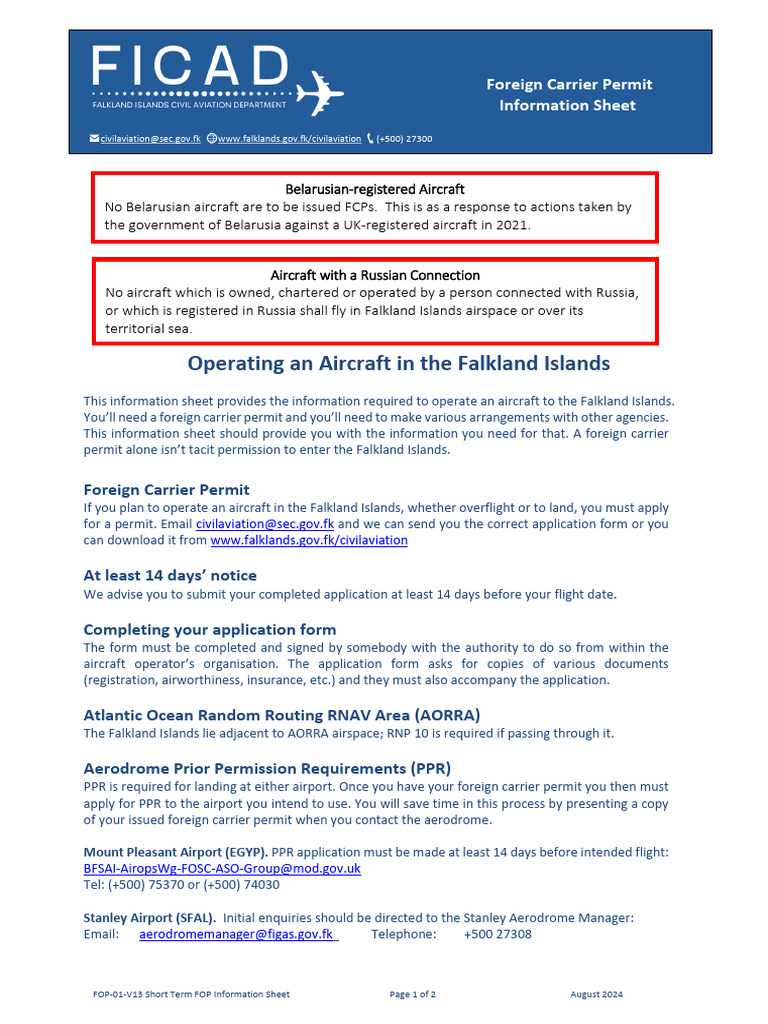 FCP-01-V13 - Foreign Carrier Permit Information Sheet | PDF | Airport ...