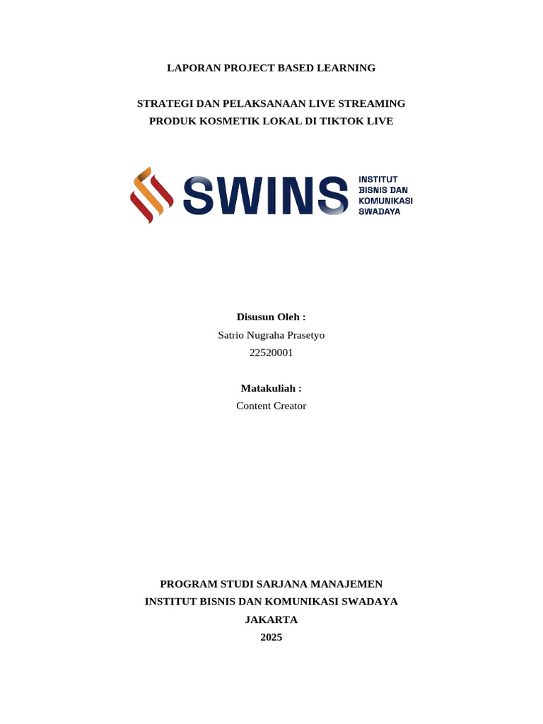 Template Laporan Project Based Learning Matakuliah Content Creator | PDF