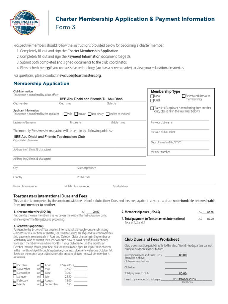 Charter Membership Application Guide | PDF | Money Order | Signature