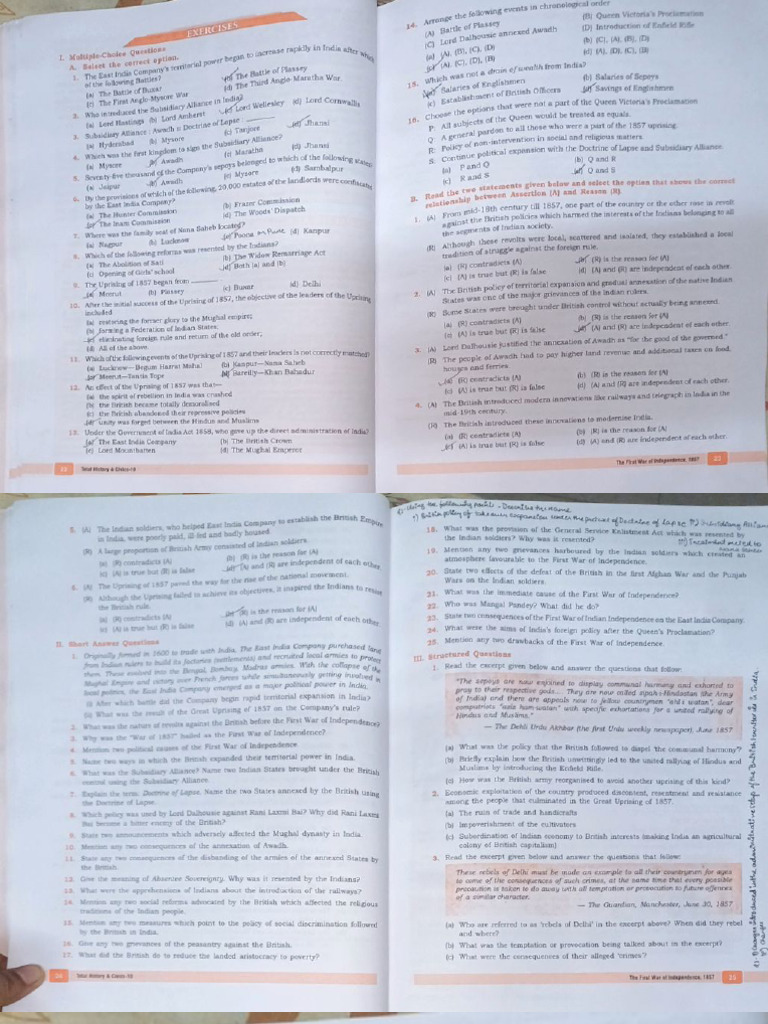 History Back Question Answers | PDF