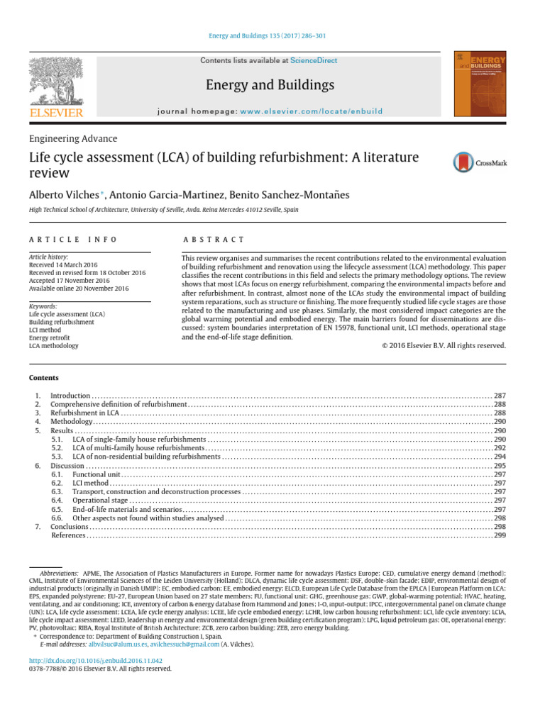 LCA of Building Refurbishment Review | PDF | Life Cycle Assessment ...