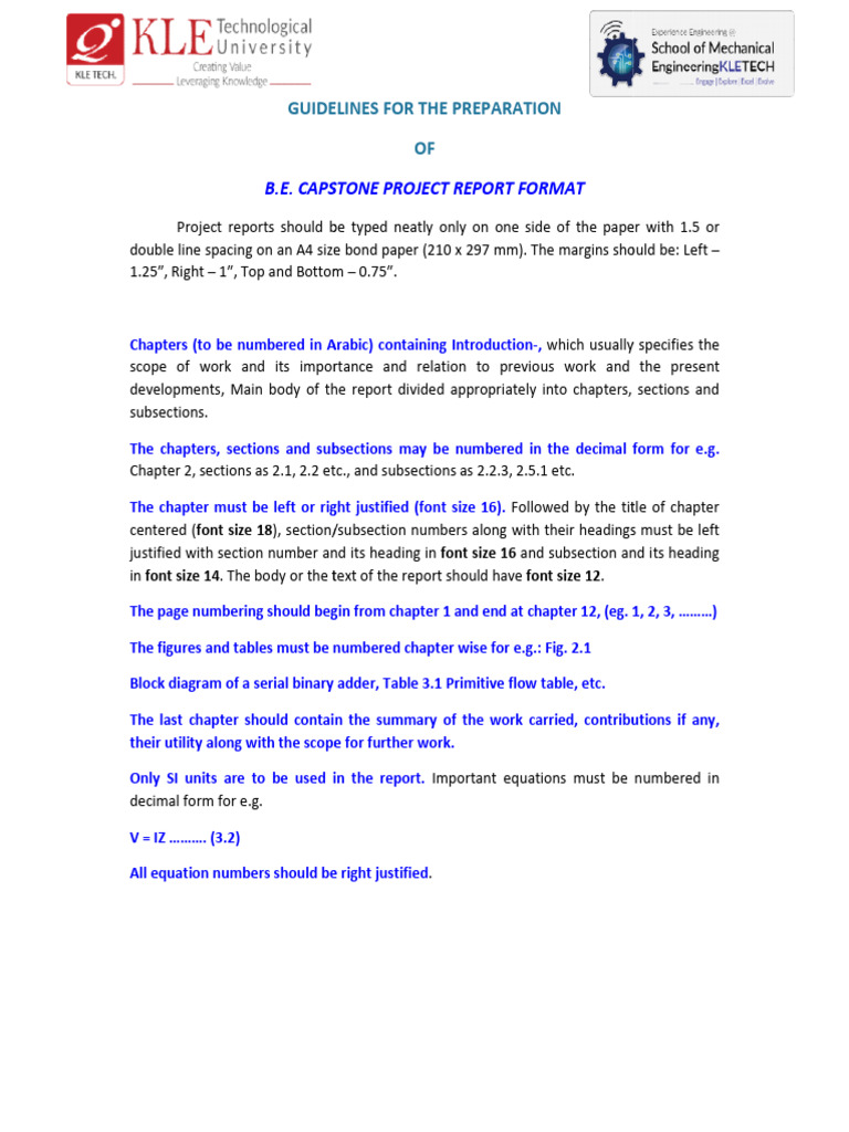 Guidelines For The Preparation of Capstone Project Report Format | PDF | Engineering | Computer ...