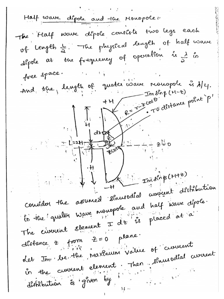 Half Wave Dipole and Monopole | PDF