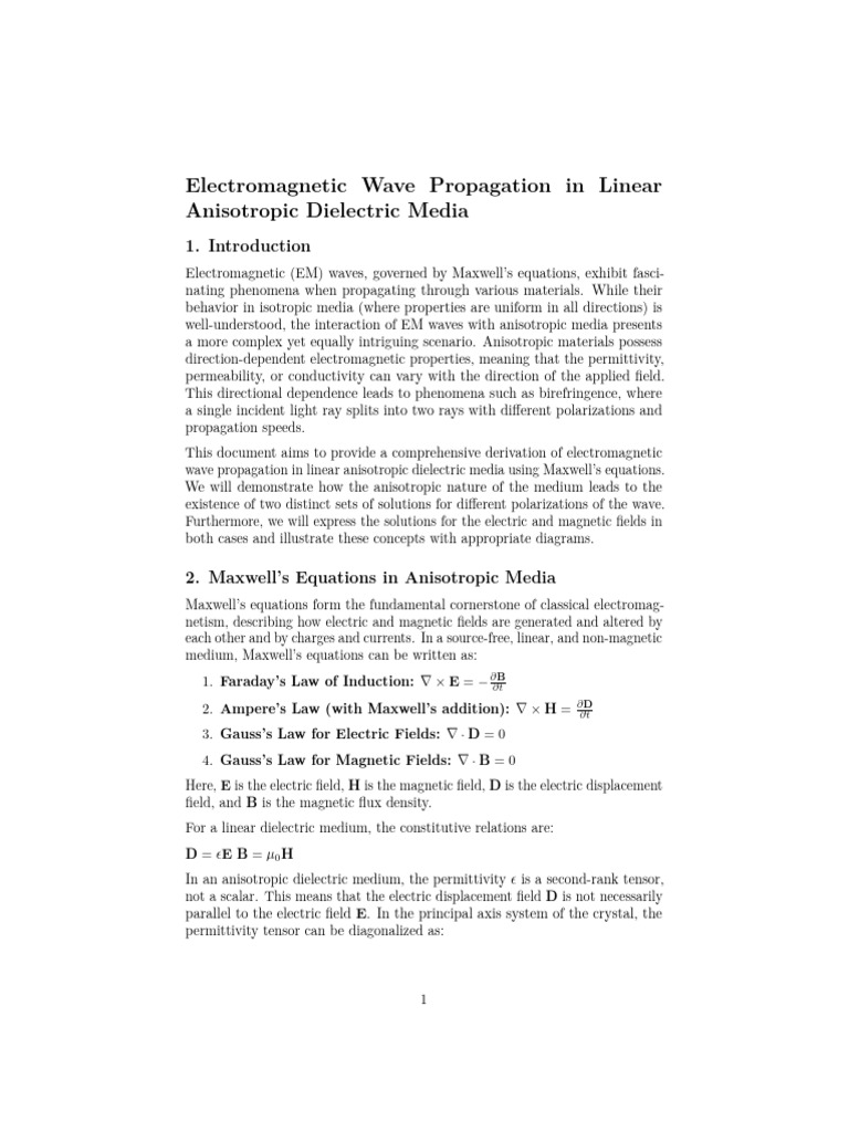 Em Wave Anisotropic | PDF | Maxwell's Equations | Polarization (Waves)