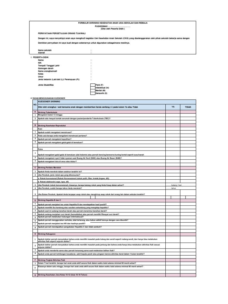 Skrining Kesehatan Anak Sekolah | PDF