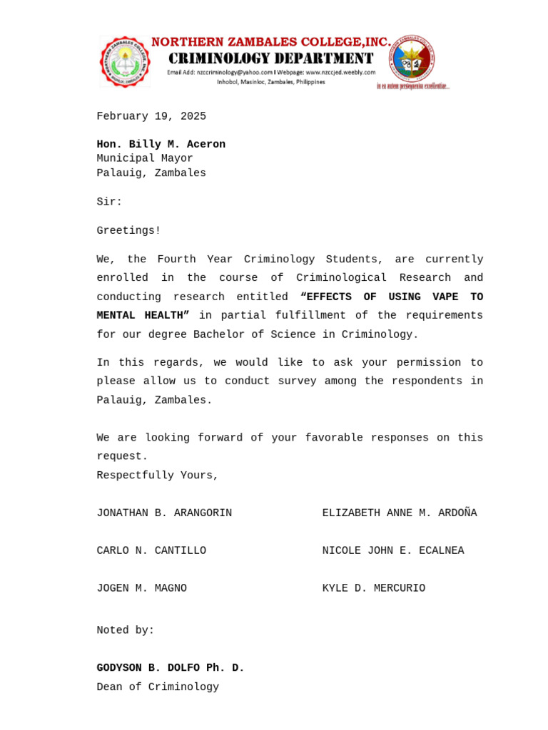 Letter For Conducting Research 2 | PDF