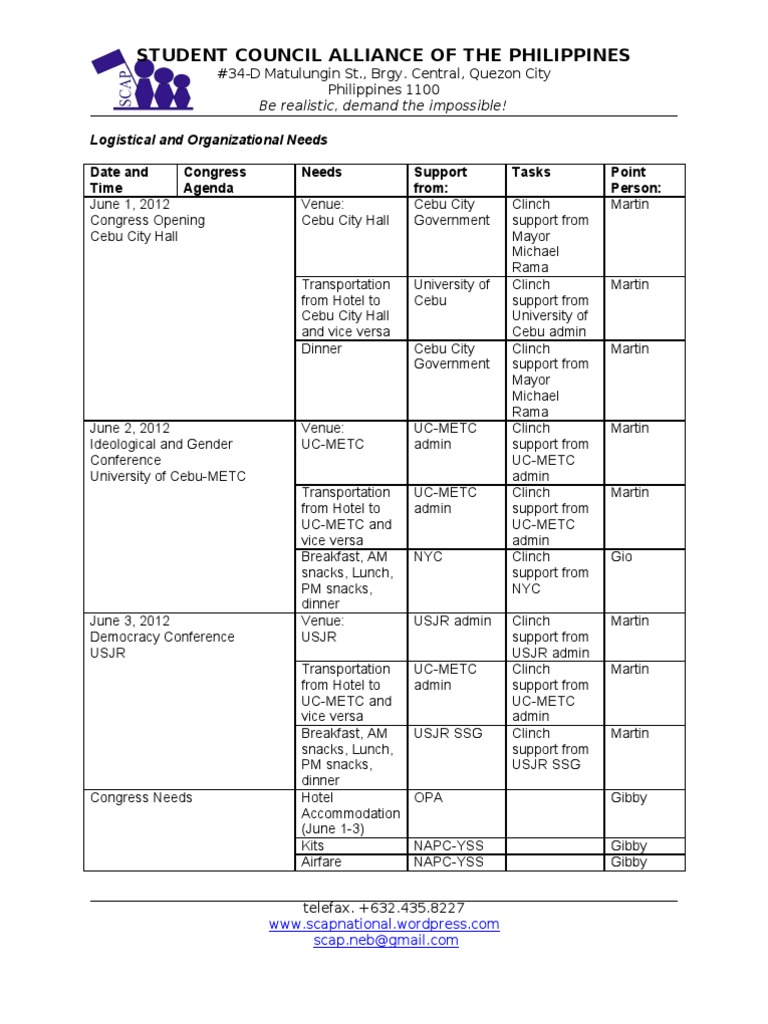 Logistics and Organizational Notes | PDF