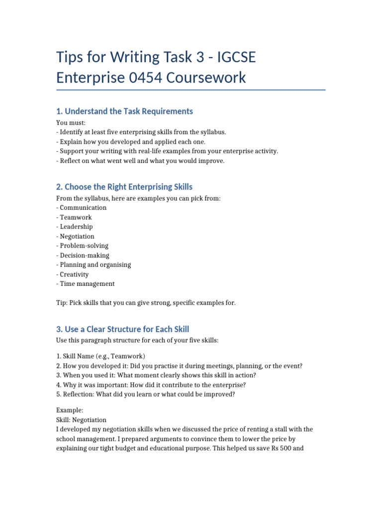 IGCSE Task 3 Writing Tips | PDF | Skill | Learning
