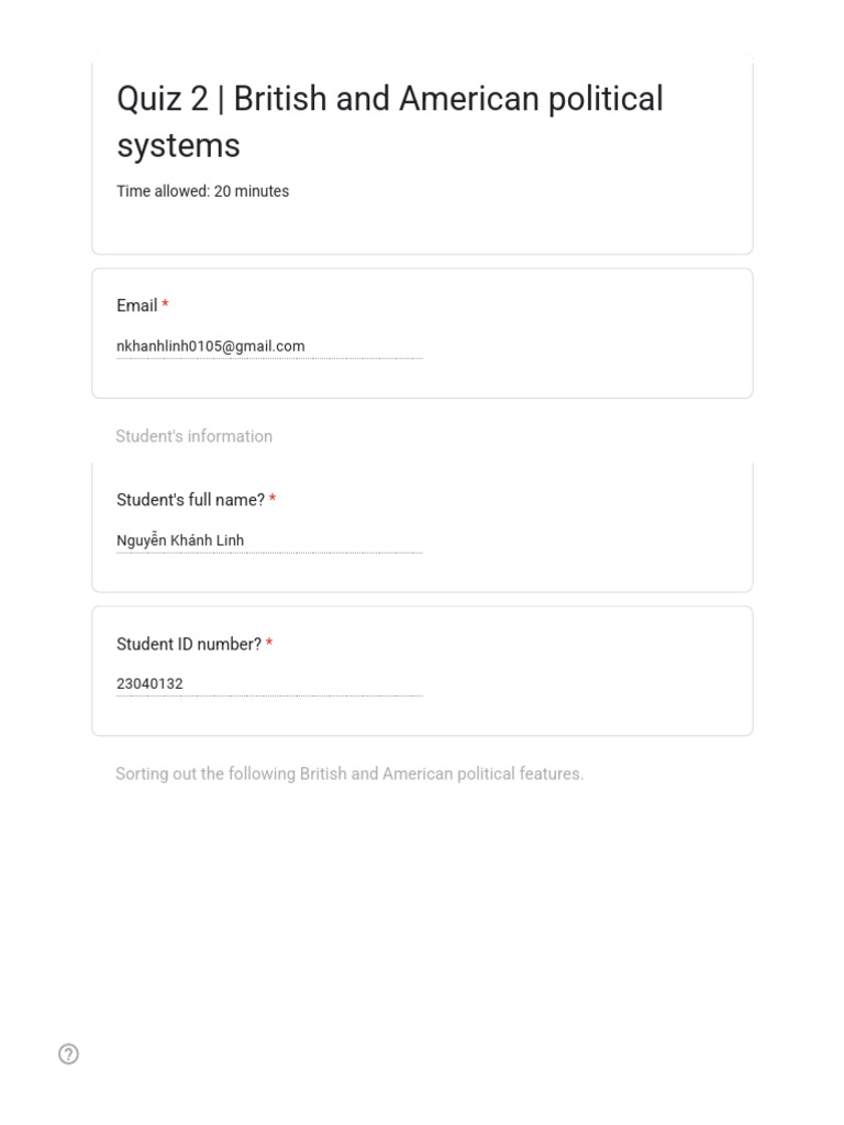 British vs American Political Systems Quiz | PDF | United States ...