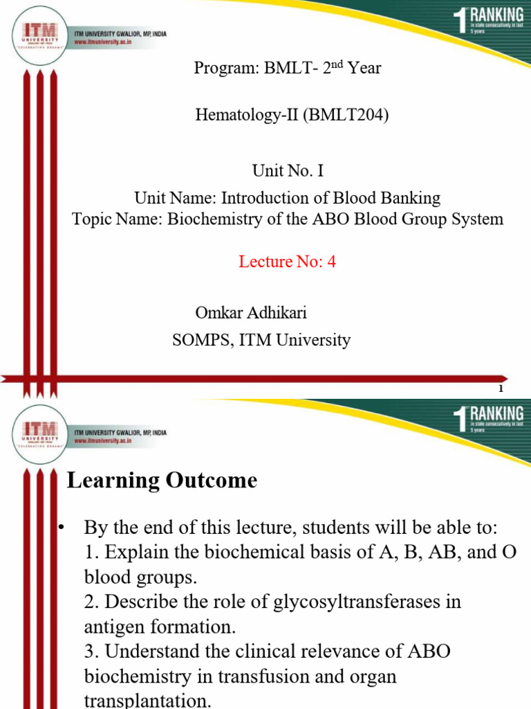 L4 Biochemistry of The ABO Blood Group System | PDF | Blood Type | Cell ...