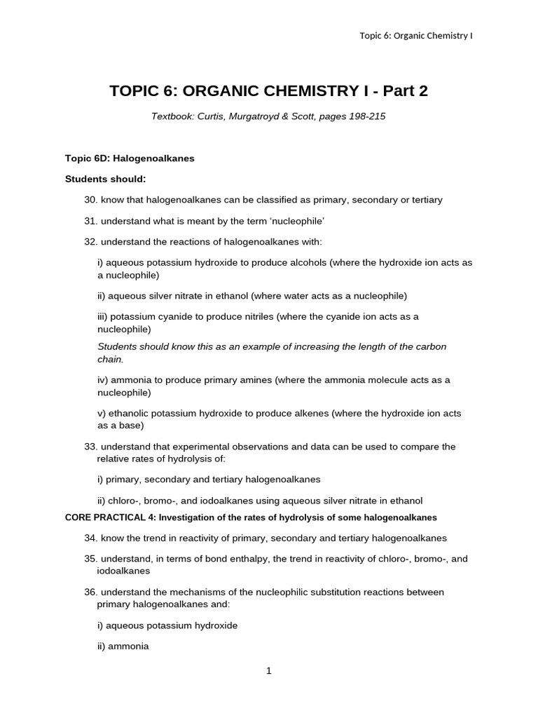 Organic Chemistry I Part 2 PN | PDF | Chemical Reactions | Hydroxide