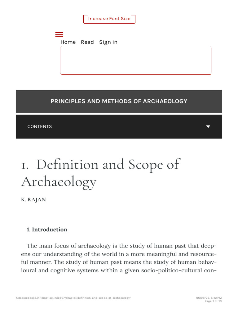 Definition and Scope of Archaeology | PDF | Archaeology | Science