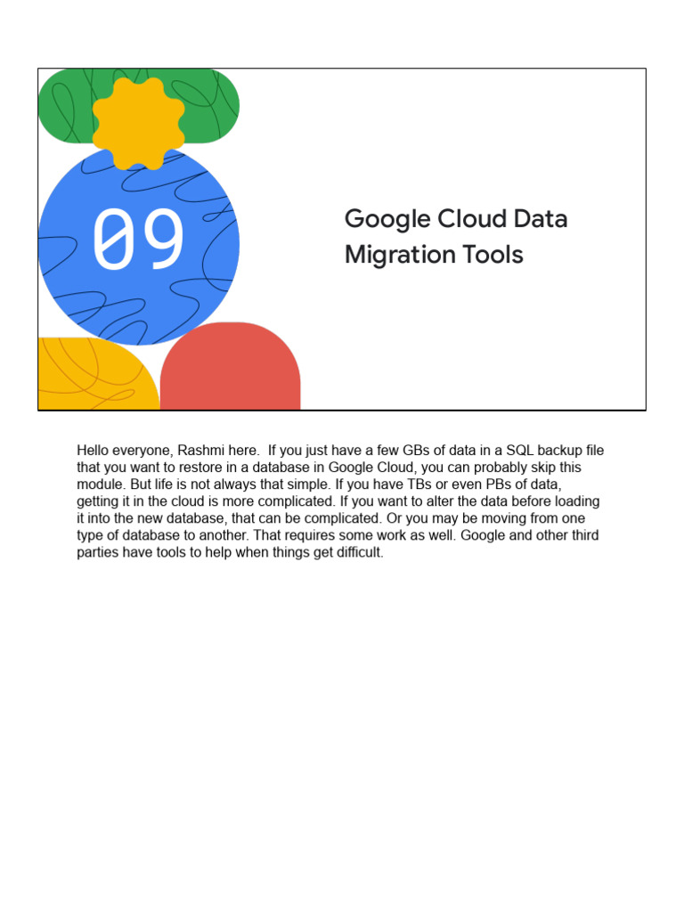 M9 Google Cloud Data Migration Services | PDF | Databases | Cloud Computing