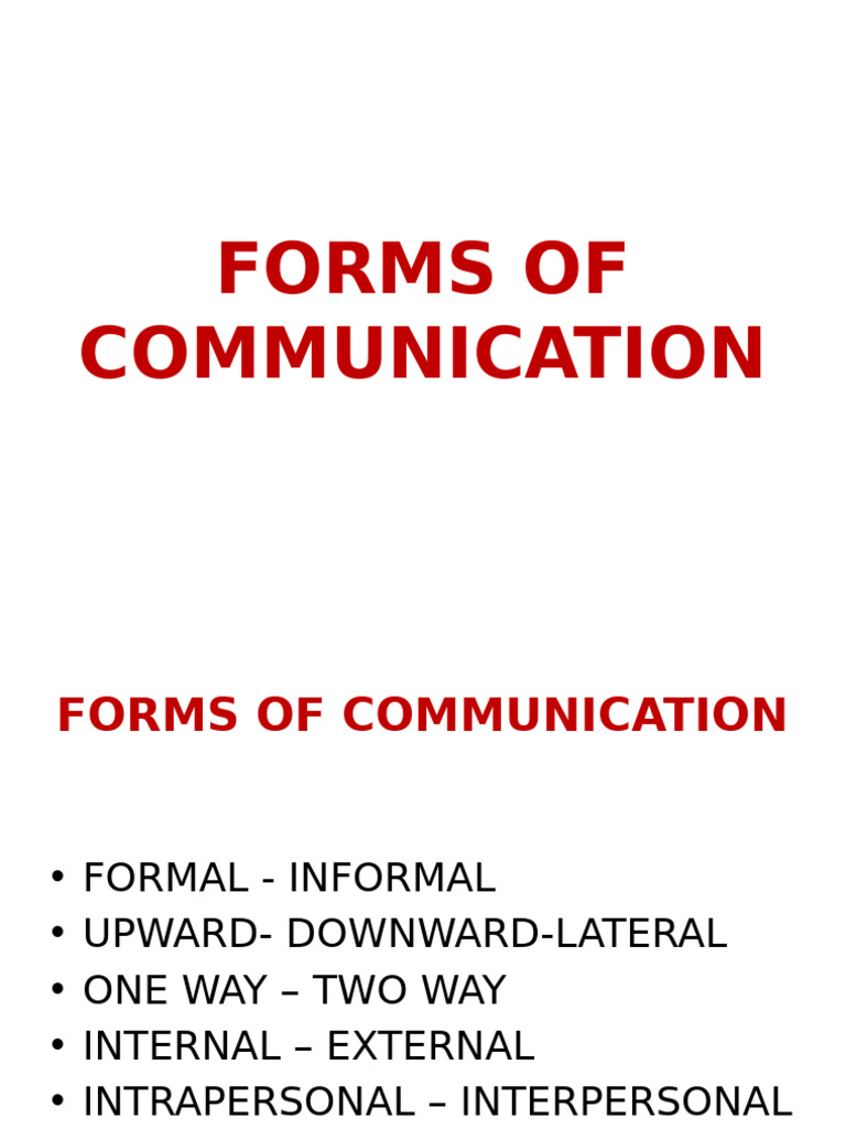 Forms of Communication | PDF | Communication | Interpersonal Communication