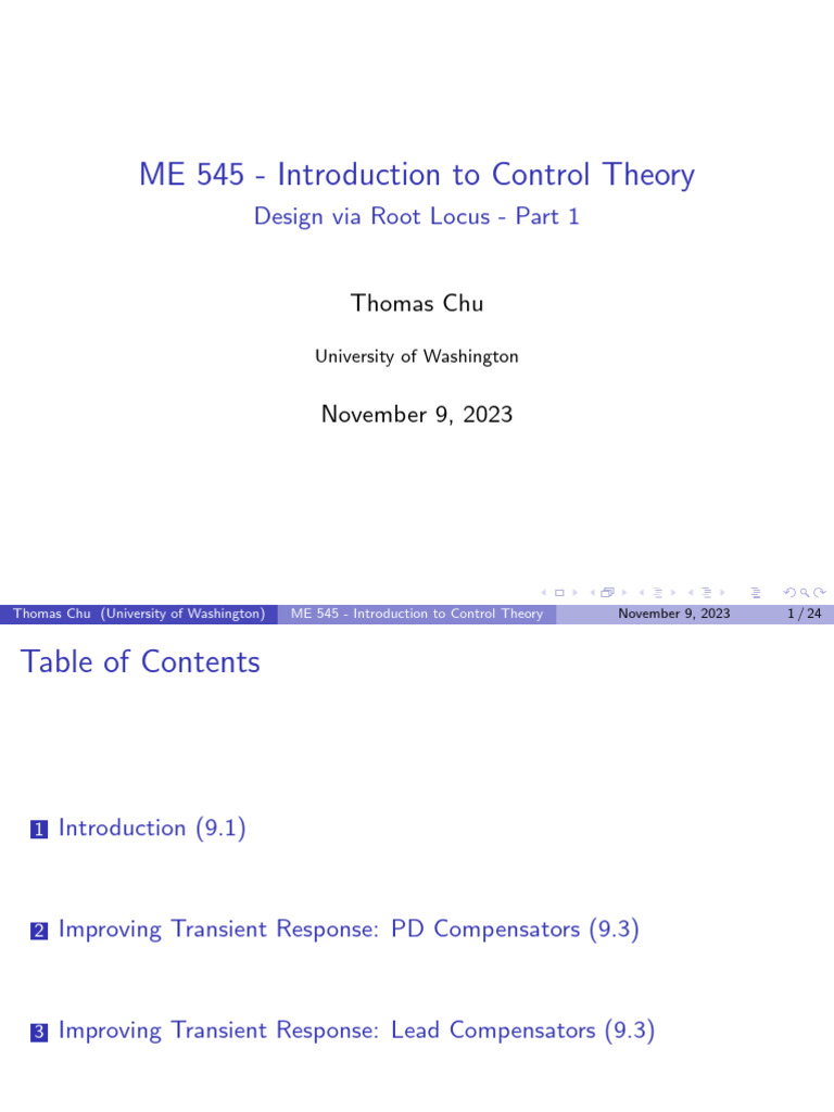 ME545 8 Compensator Design Part 1 v3 | PDF | Control Theory | Electronic Circuits