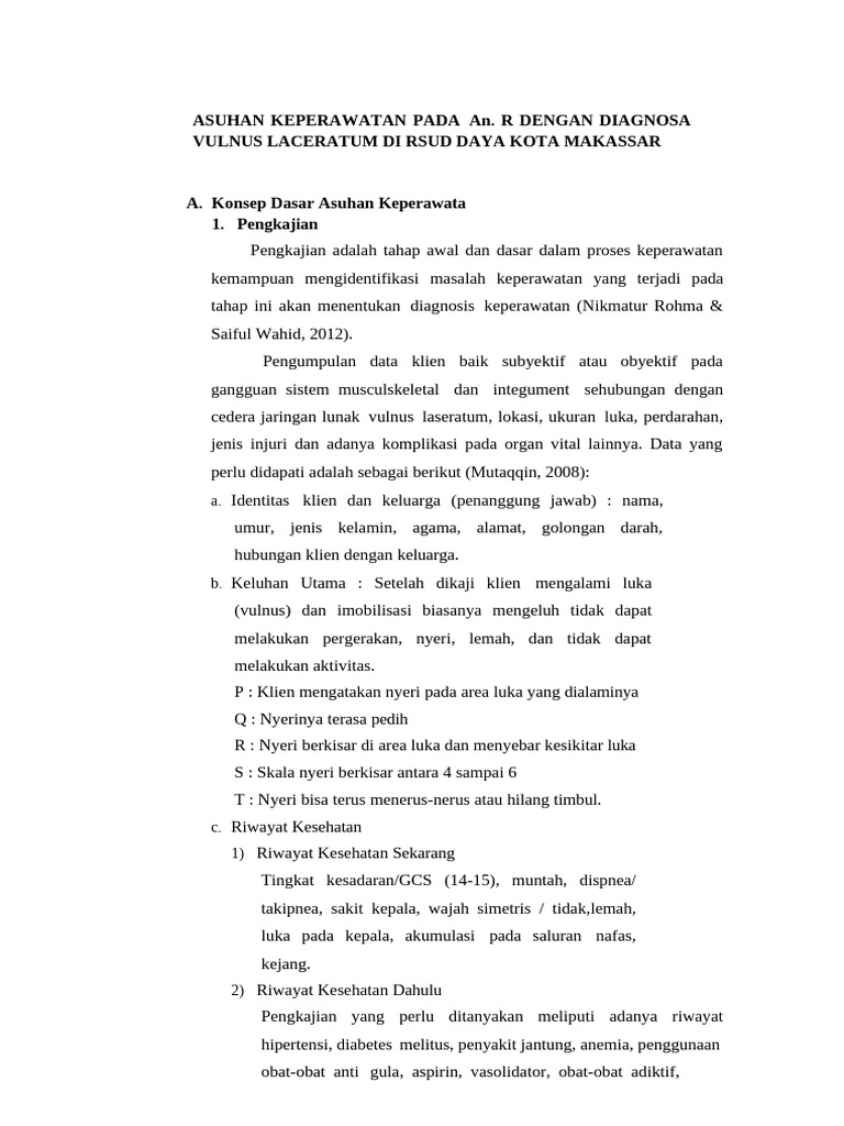 Asuhan Keperawatan Vulnus Laceratum | PDF