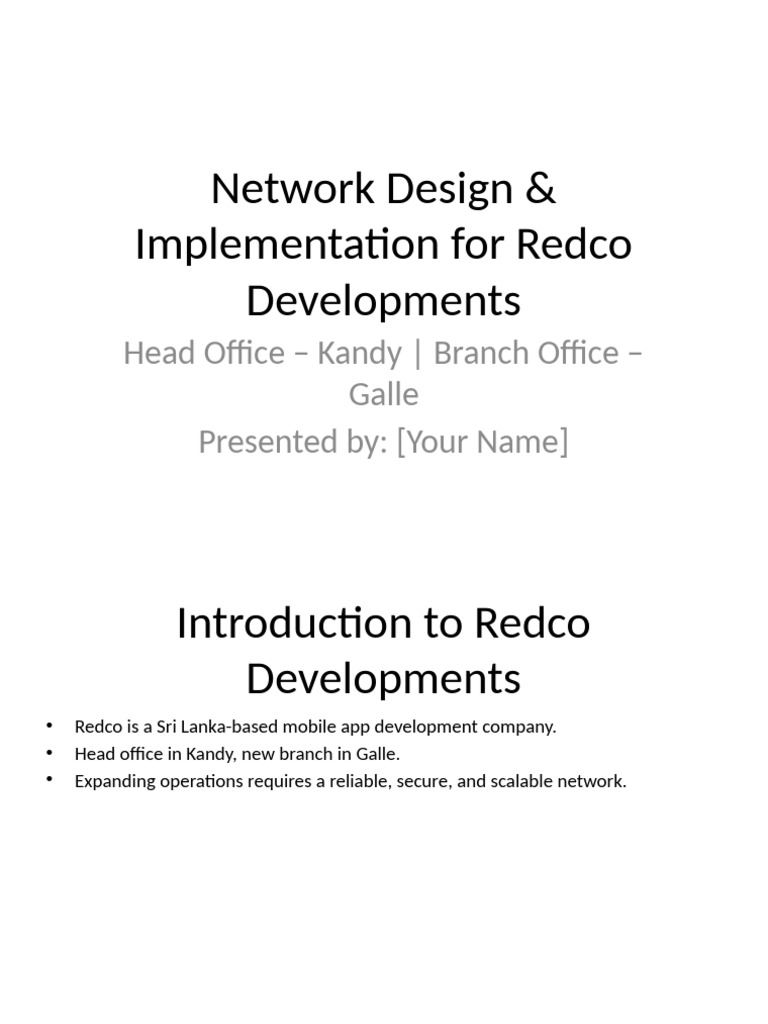 Redco Network Design Presentation Updated | PDF | Computer Network | Ip Address