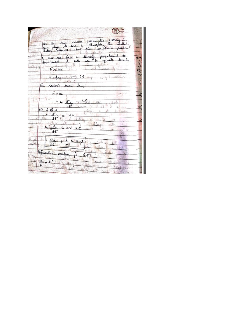 Notes Related To SHM 1 | PDF