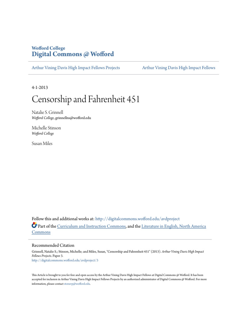 Censorship and Fahrenheit 451 | PDF