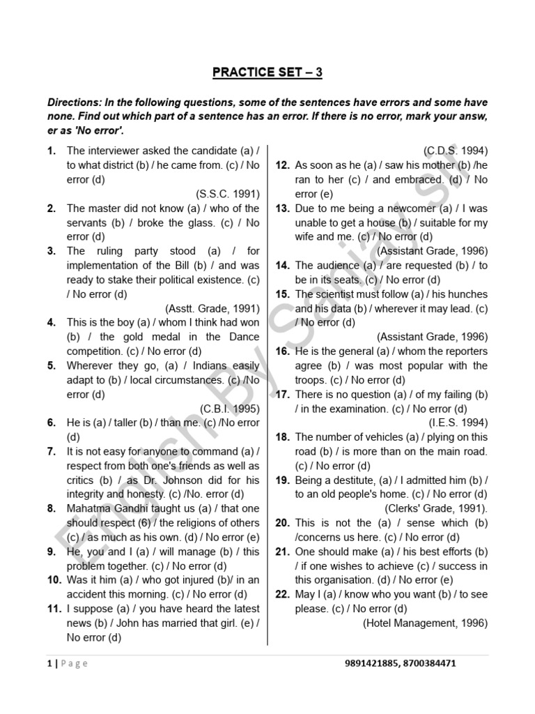 Practice Set - 3 | PDF