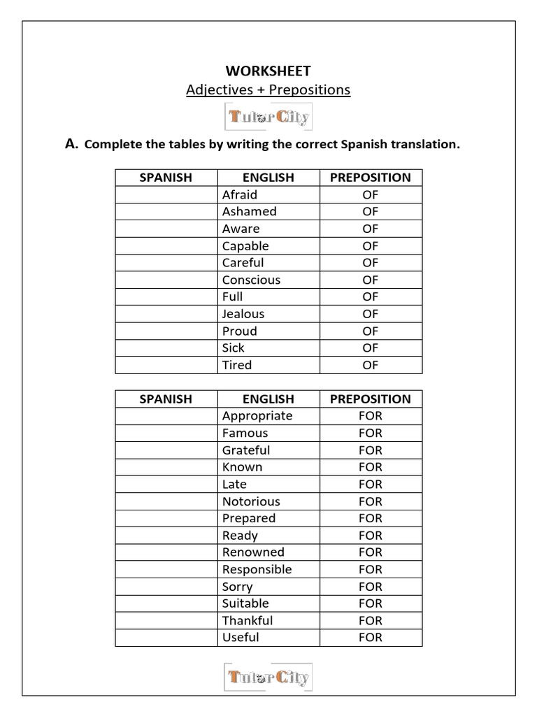 Adj + Prep | PDF