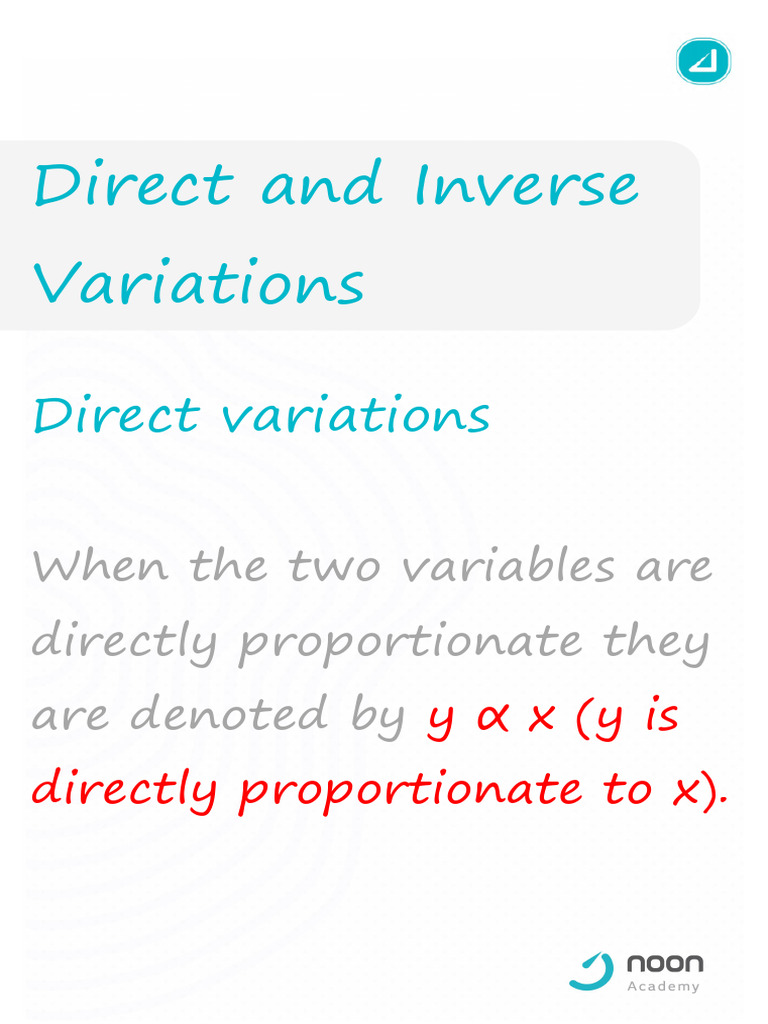 Mathematics - Direct and Inverse Variations | PDF