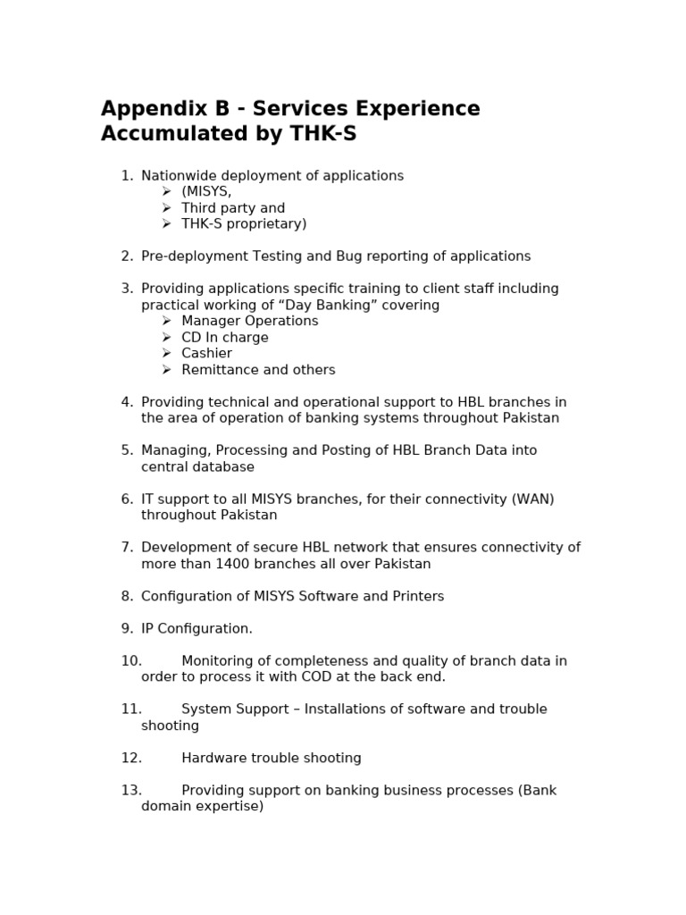 Appendix B - Services Experience Accumulated by THK-S V2.1 | PDF