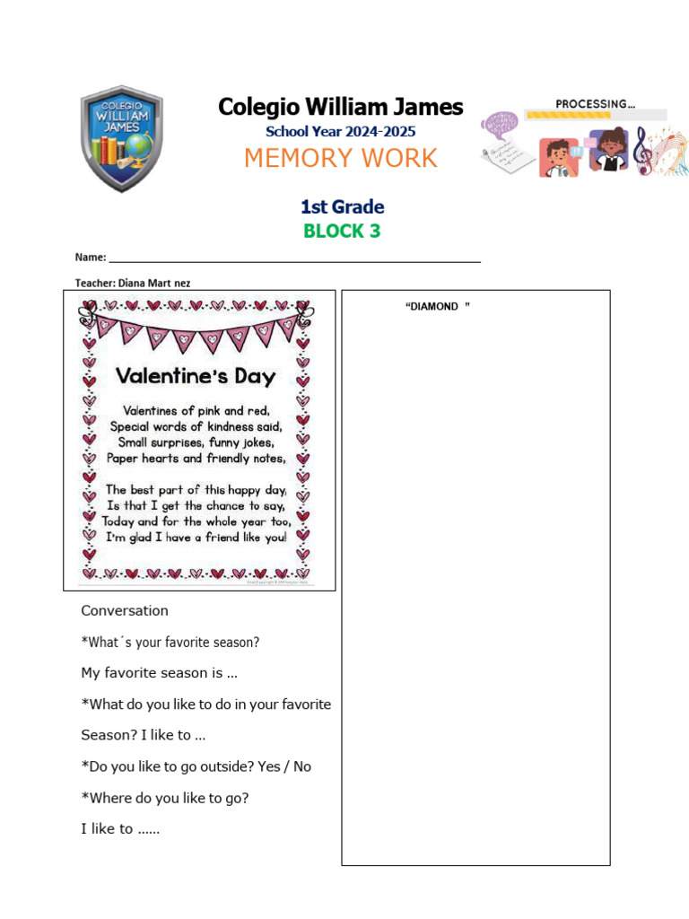 1st Grade Memory Work: Block 3 | PDF