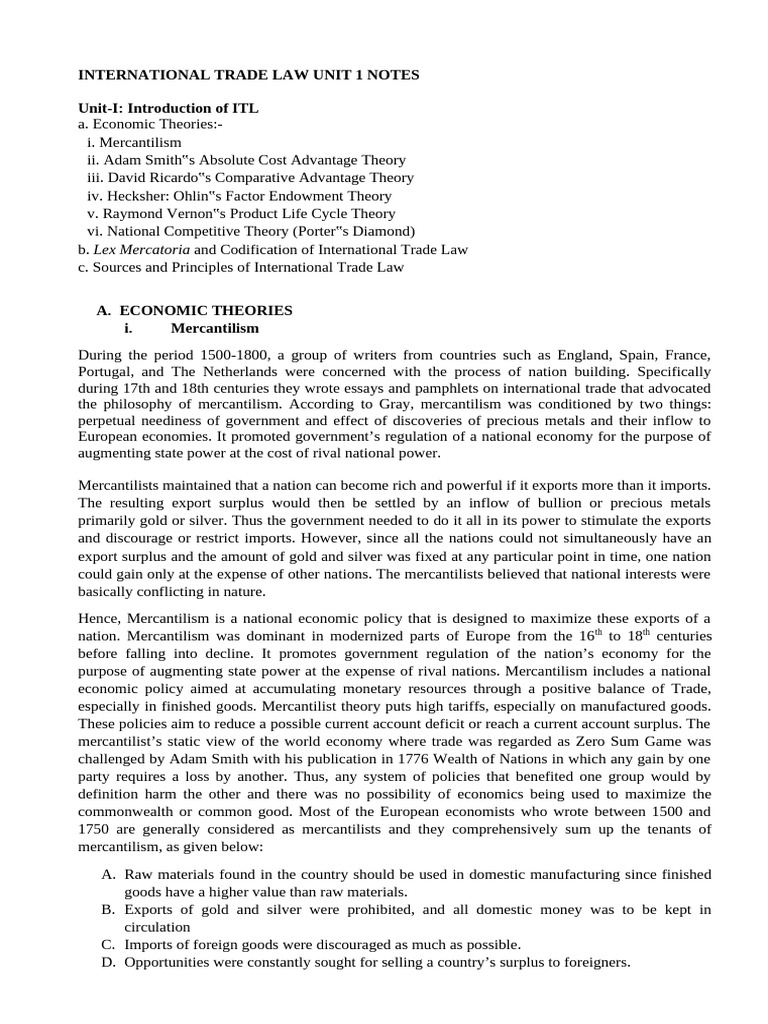 Overview of Mercantilism in Trade Law | PDF | Mercantilism | Economies