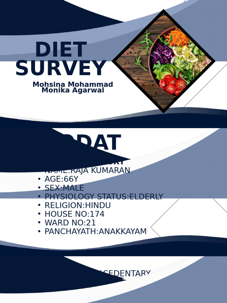 Diet Survey Analysis for Elderly Male | PDF | Calorie | Foods