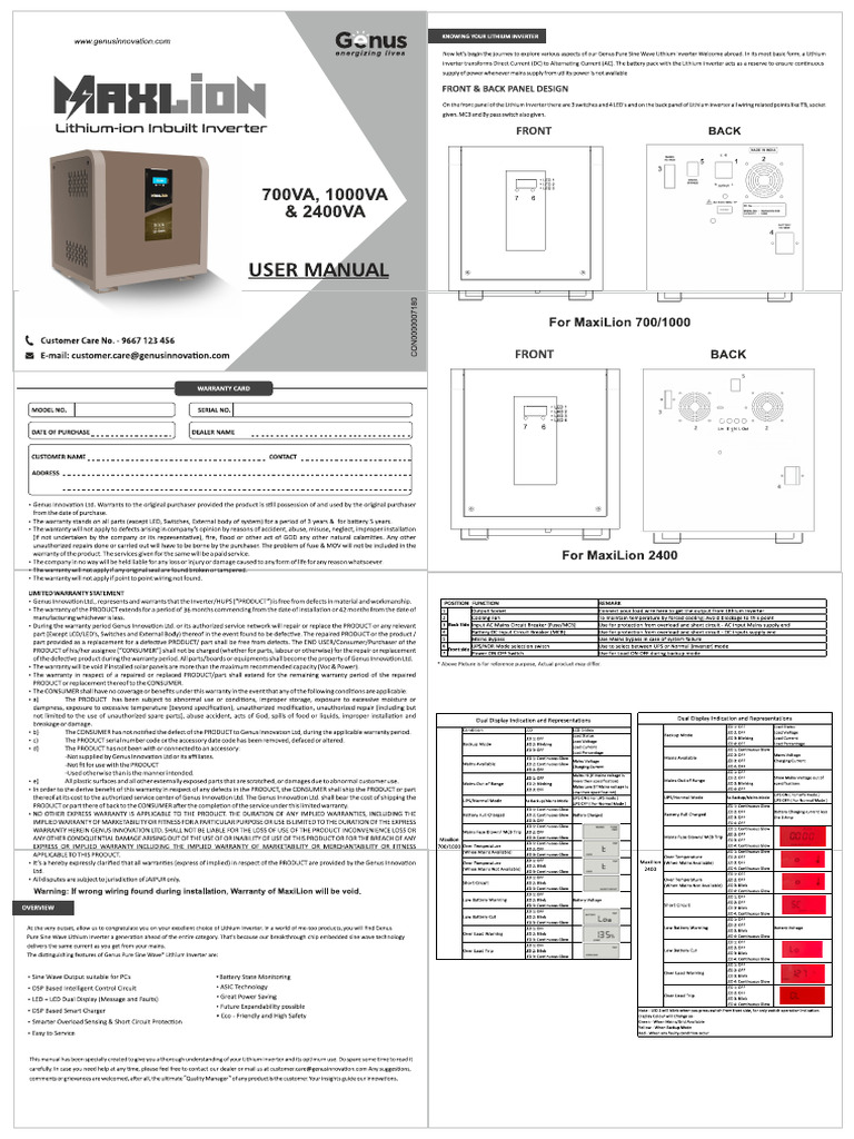 Max I Lion User Manual Domestic A 3 | PDF