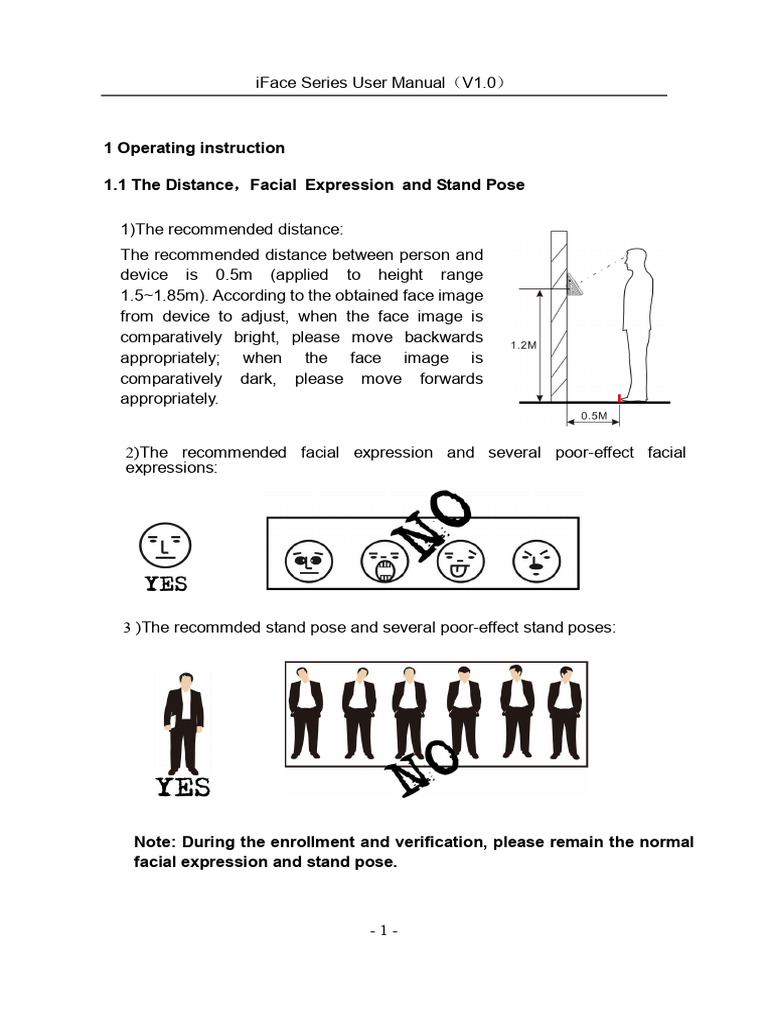 IFace Series User Manual - v1.0 7 | PDF