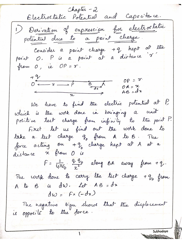 Derivations of Ch-2, Electrostatic Potential and Capacitance | PDF