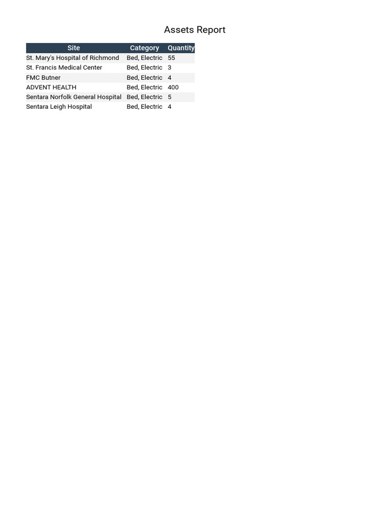 Assets Report | PDF