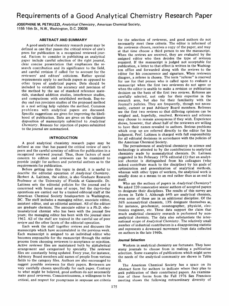 Requirements of A Good Analytical Chemistry Research Paper by Unknown ...