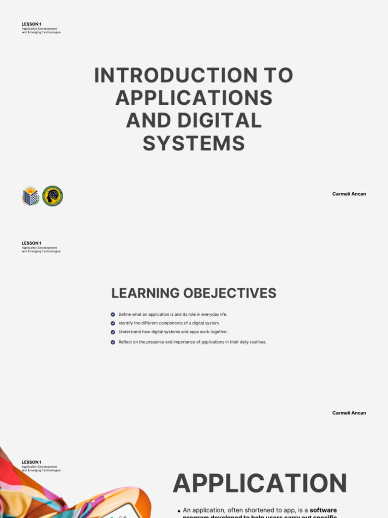 Lesson 1 - Introduction To Applications - Digital Systems | PDF ...