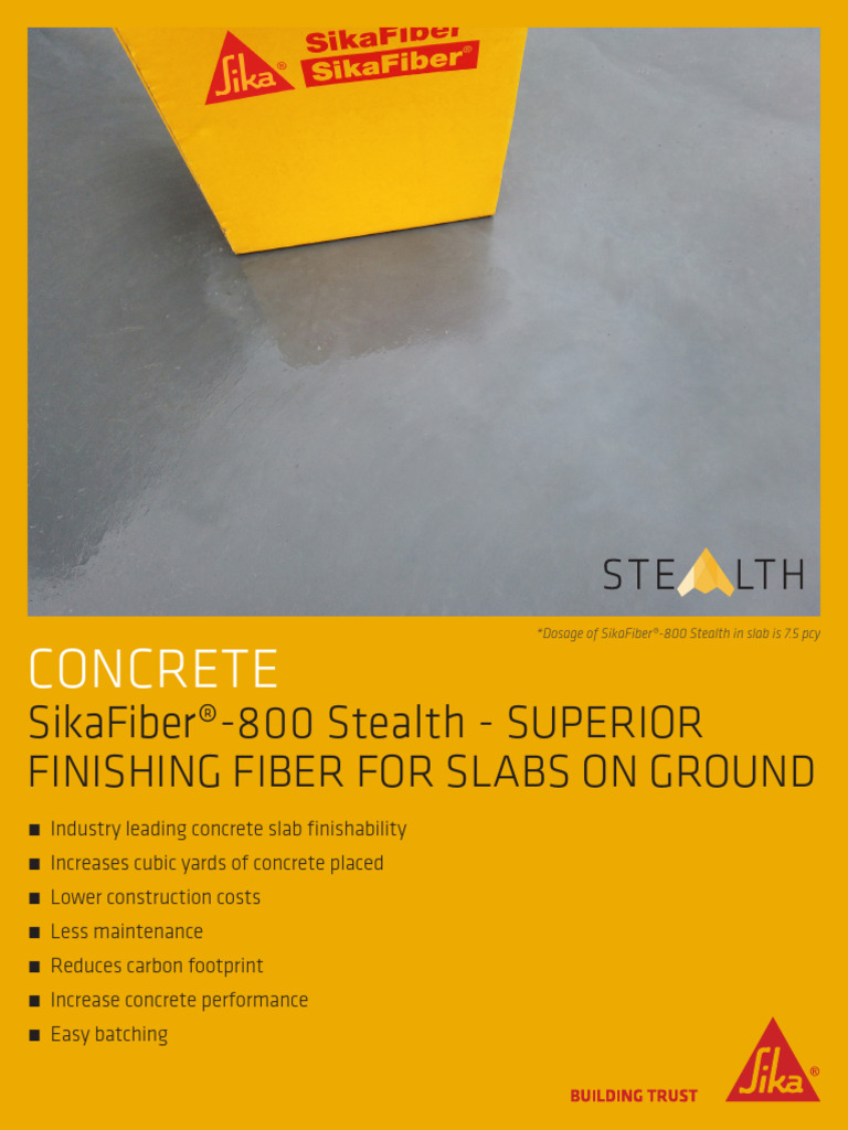 SikaFiber 800 Stealth Sell Sheet | PDF | Concrete | Building Engineering